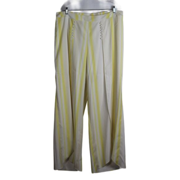 Cato | Pants & Jumpsuits | Cato Yellow White Womens Pants Split Front ...